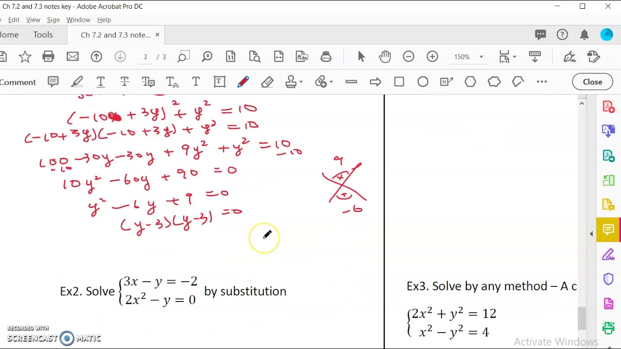 OpenStax College Algebra Ch 7.3 Solve system of non-linear equations ...