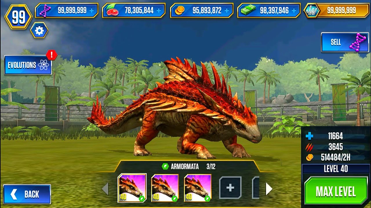 A SUPER GOOD BATTLE OF ARMORMATA MAX LEVEL (JURASSIC WORLD). - YouTube