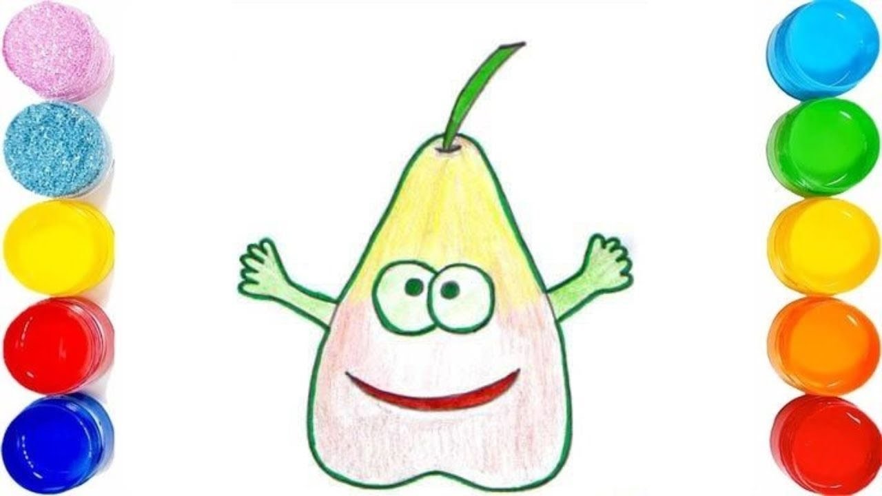 How to draw a cute Pear fruit easy for kids - YouTube