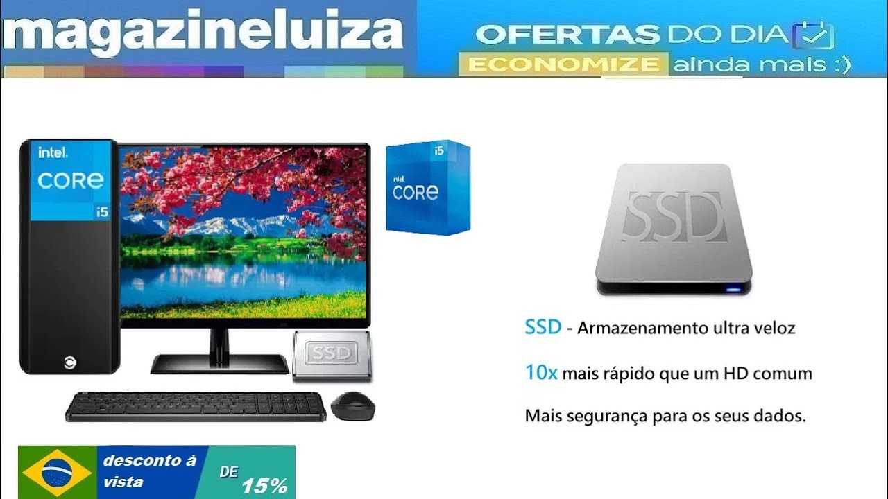 Computador Completo Intel Core i5 8GB SSD 480GB Monitor LED 19.5" HDMI ...
