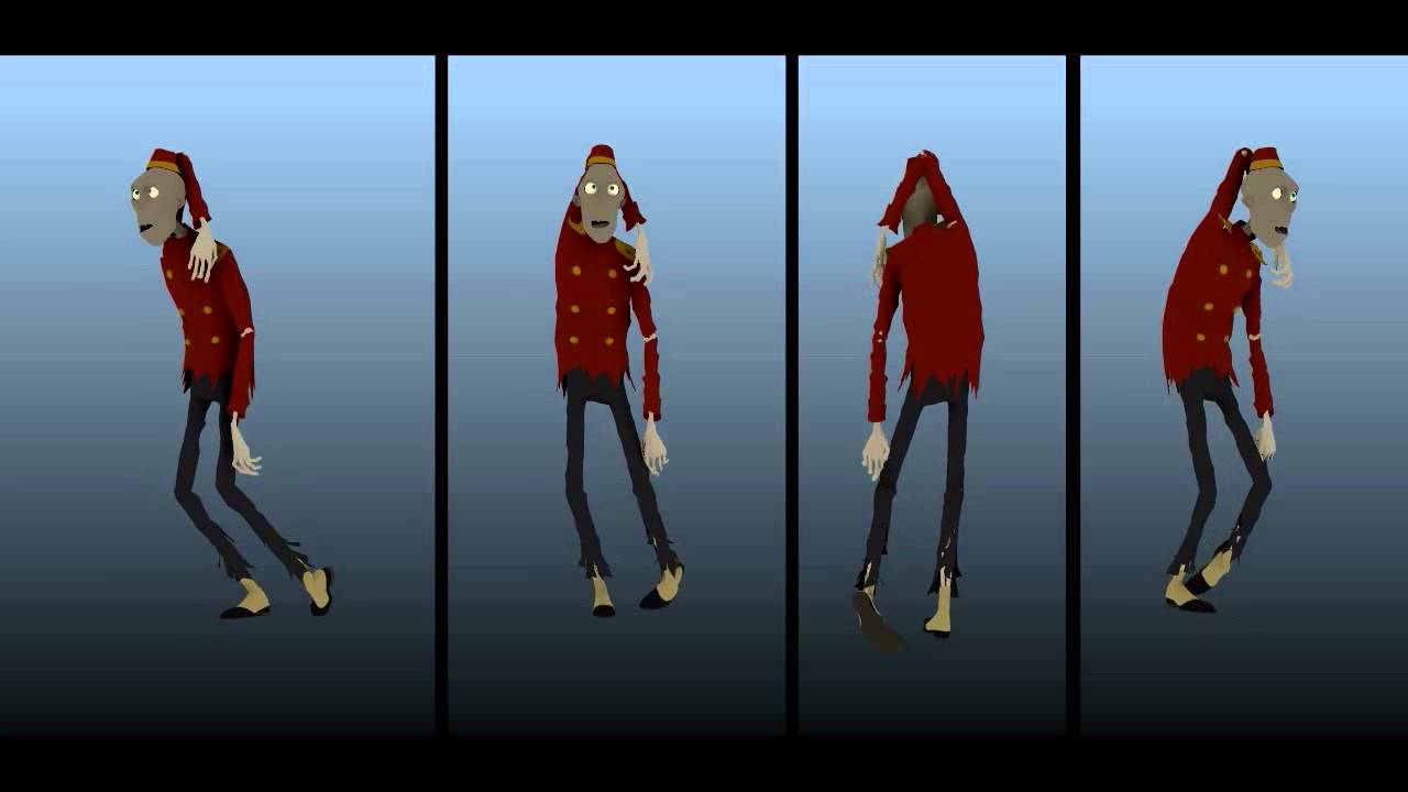 Zombie walk cycle. Sony animation rig. - YouTube