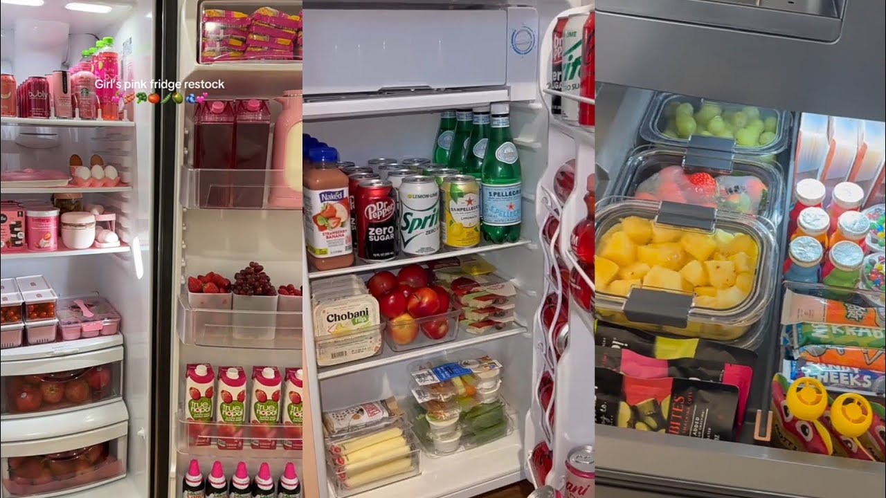 ASMR || Fridge Restocking Foods Refill Drinks || Tiktok Compilation ...