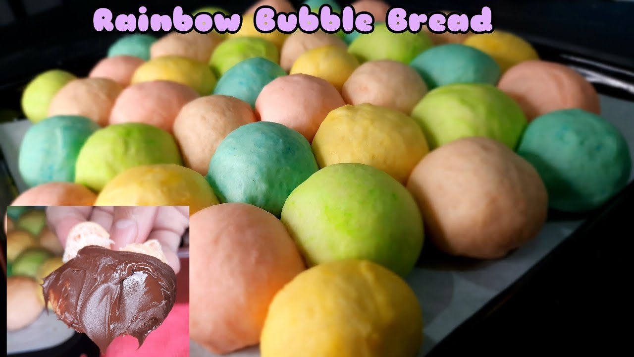 Rainbow Bubble Bread No Egg - Roti gelembung rainbow - YouTube