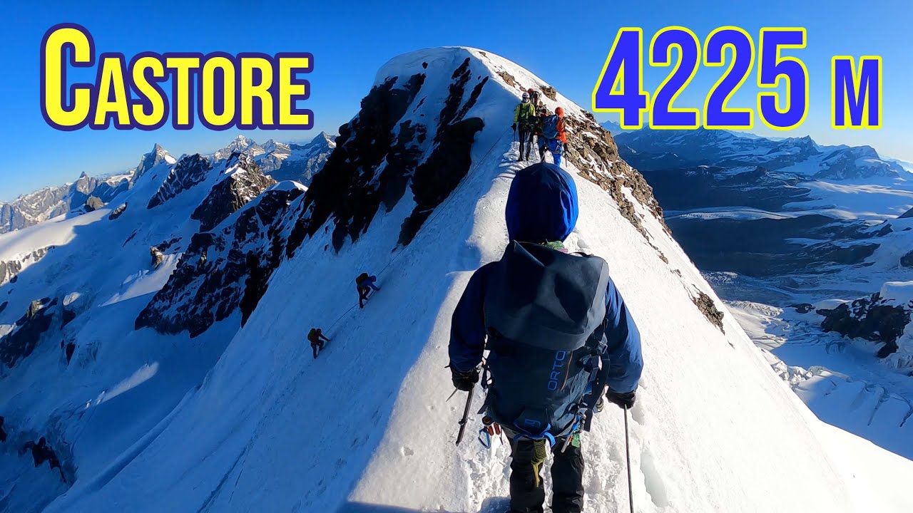 Castore 4225 m - parete ovest da rif. Guide d'Ayas - YouTube