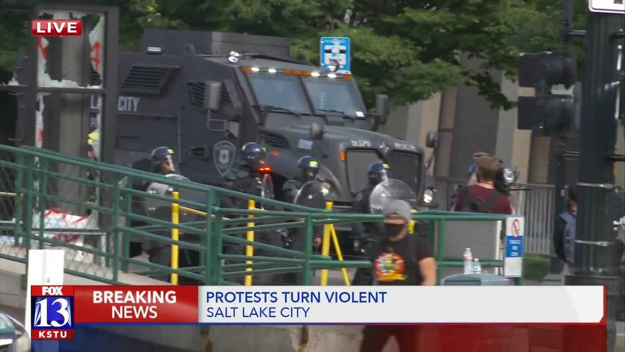 Downtown SLC protests turn violent - YouTube