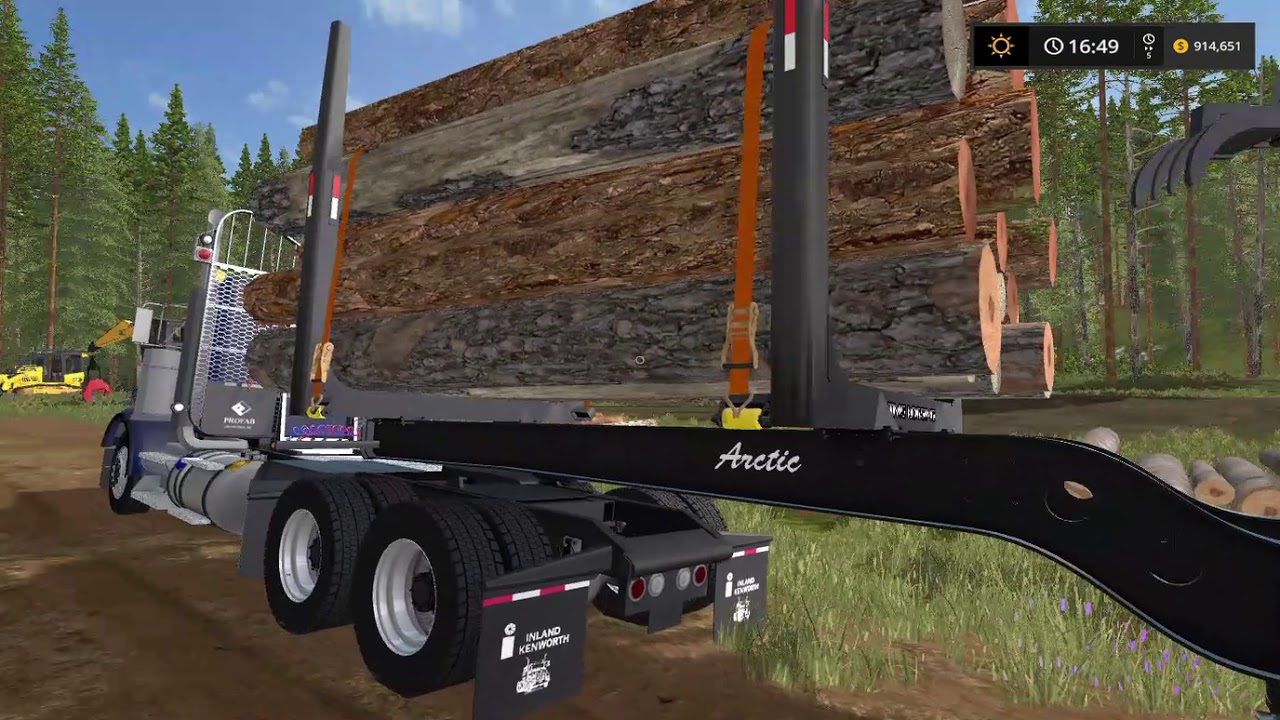 loading 5m logs on the super-b trailer fs17 - YouTube
