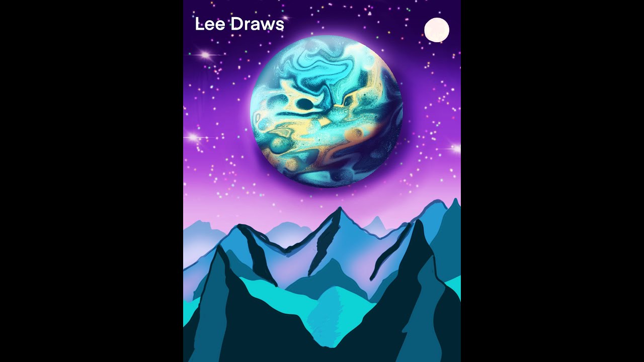 Painting a Simple easy fantasy Outer space landscape painting in ...