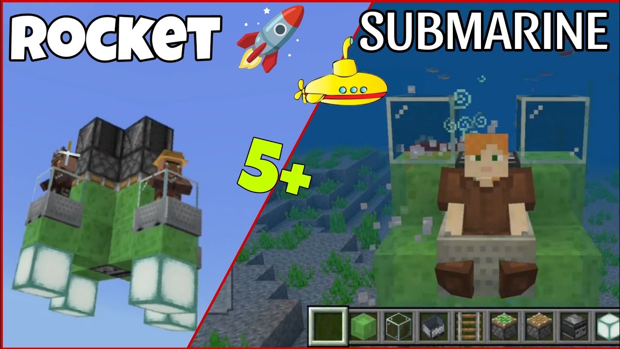 Minecraft 5+ Simple Redstone Vehicle Build Bedrock & (PE) - YouTube