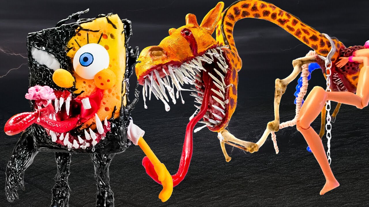 Zoochosis Giraffe Is CHASING AWAY Venom SpongeBob *DIY Creepy Crafts ...