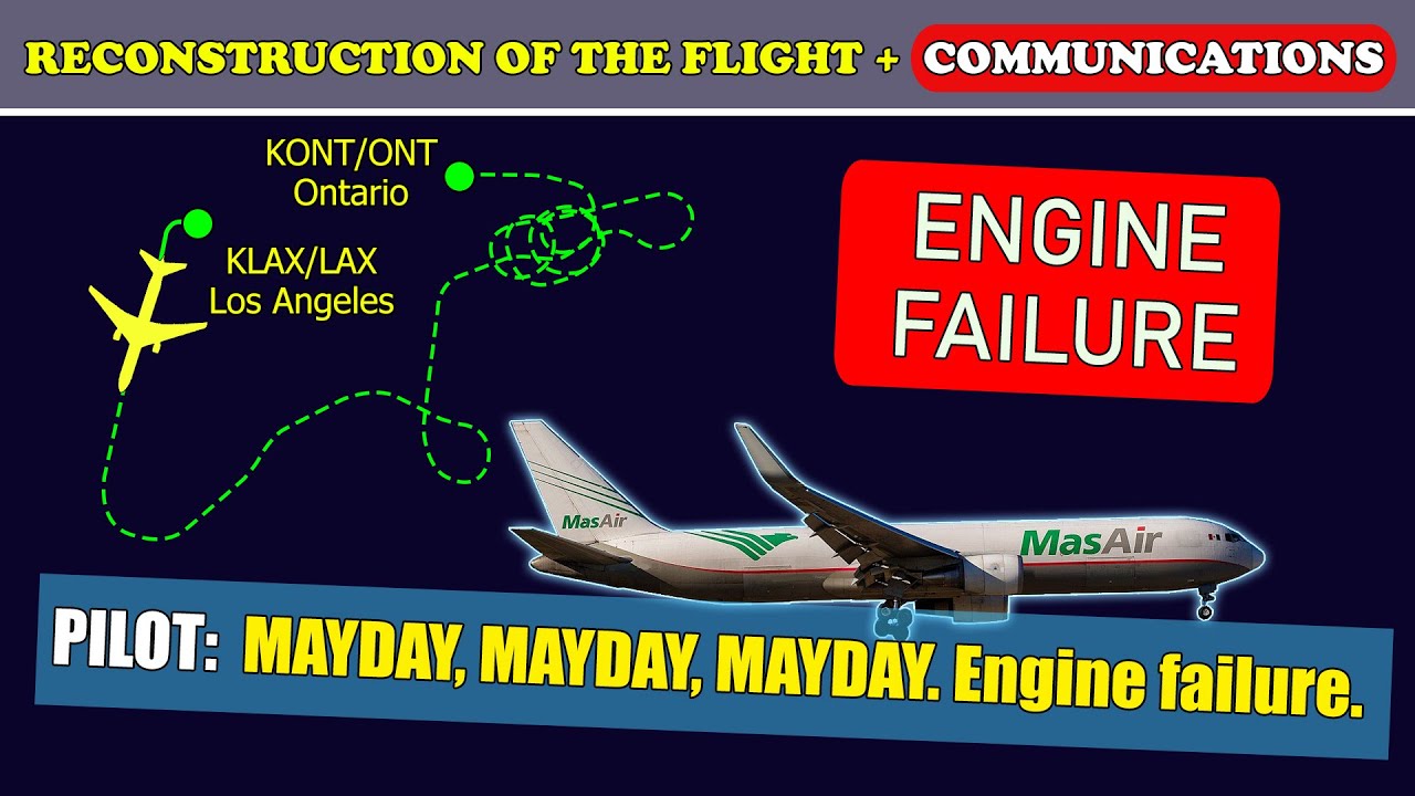 MAYDAY, ENGINE FAILURE near Los Angeles | Mas Air Boeing 767-300 | Los ...