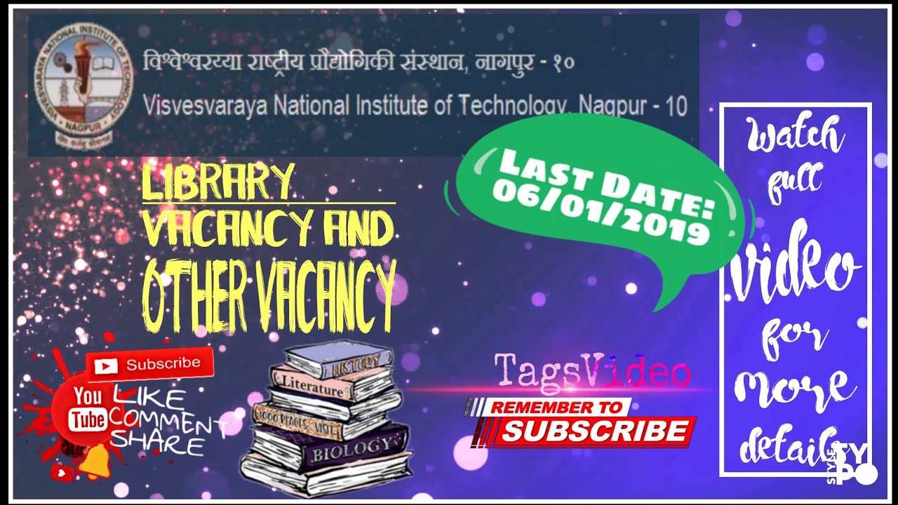 Library Vacancy/ Visvesvaraya National Institute of Technology, Nagpur ...