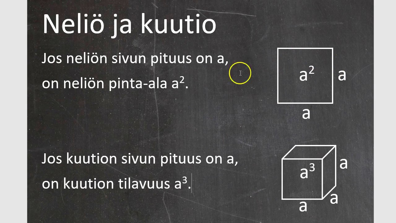 7. luokan matematiikka, kurssi 3: 5. Neliö ja kuutio - YouTube