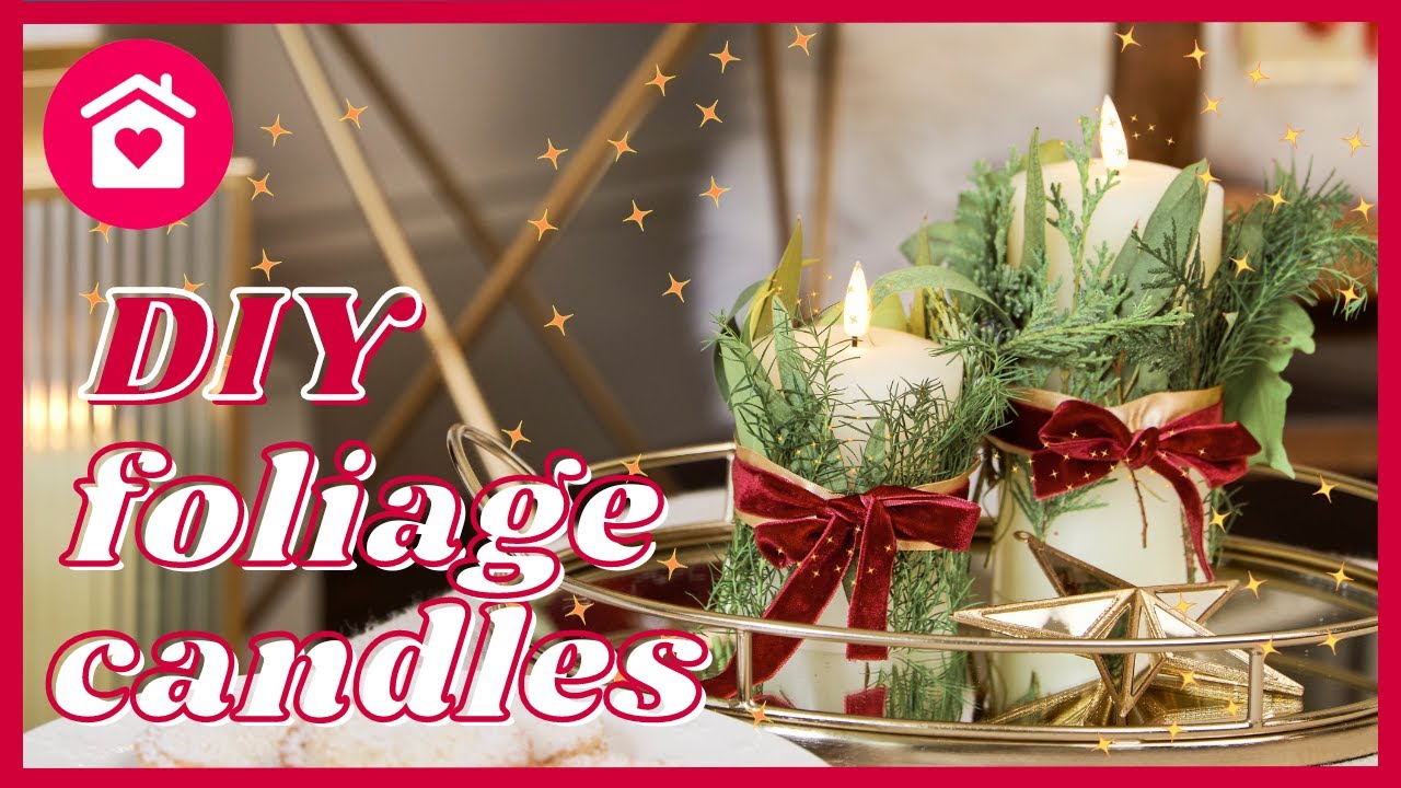 How to make a Christmas candle with festive foliage - YouTube