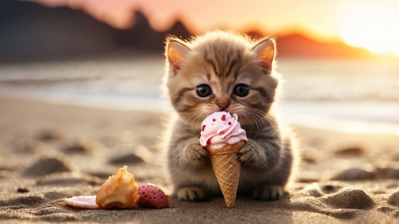 Adorable Kitten Summer Beach Adventures 🏖️🐾 #kitten #summer # ...