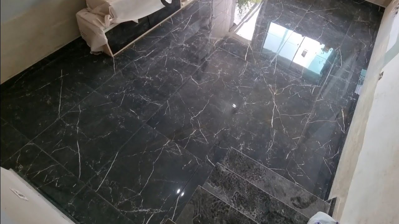 PISO RETIFICADO POLIDO PRETO 60X60 COLOCAÇÃO CONCLUIDA - YouTube