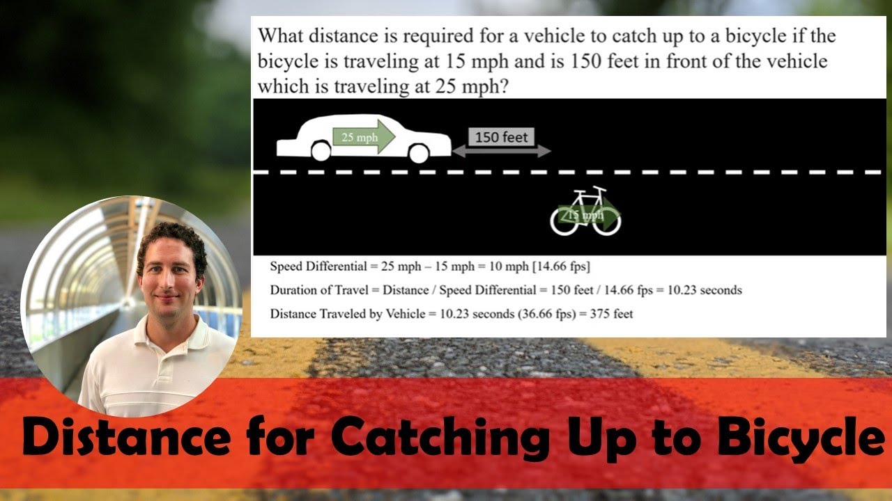 Distance for Catching Up to Bicycle [25 MPH Vehicle and 15 MPH Bicycle ...