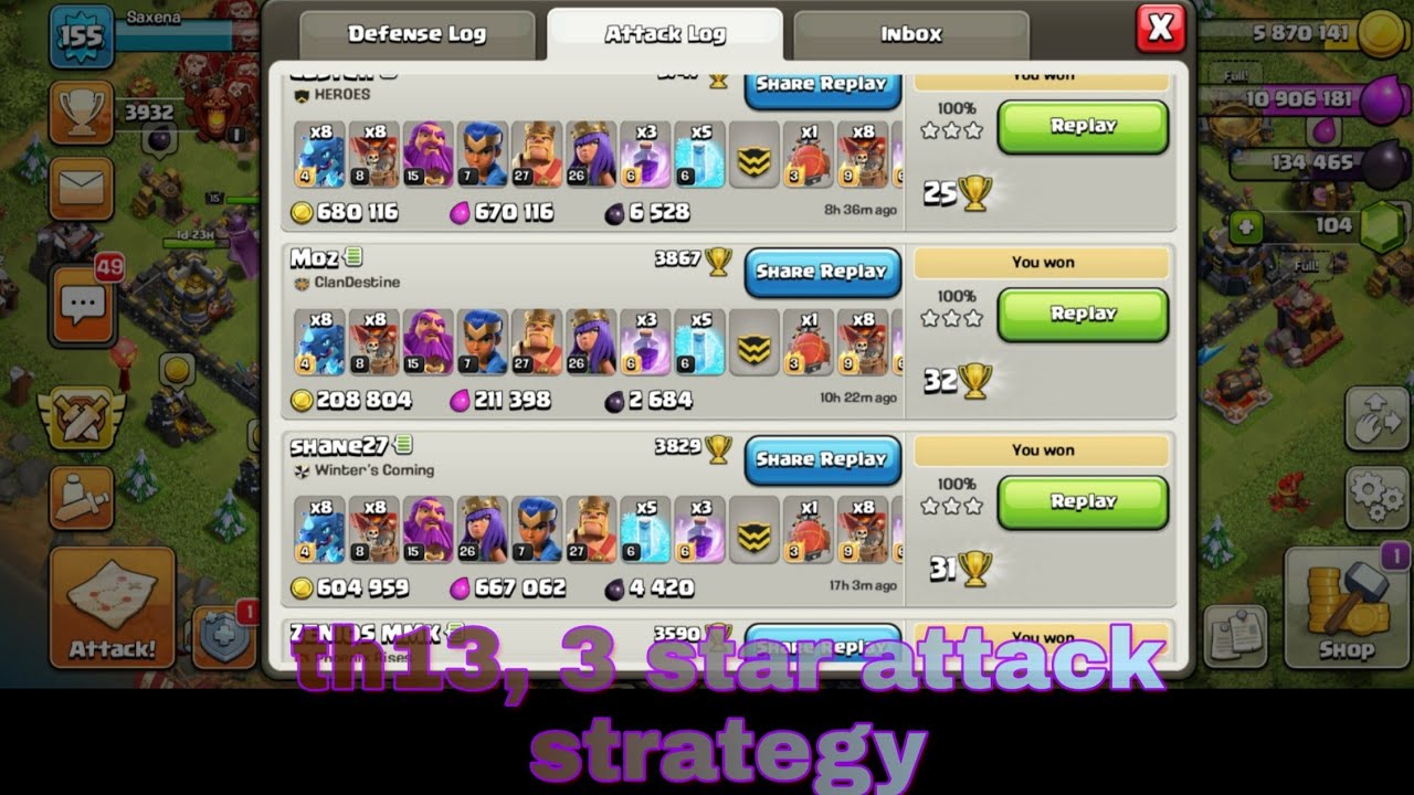 Best Th13 attack strategy in clash of clan - YouTube