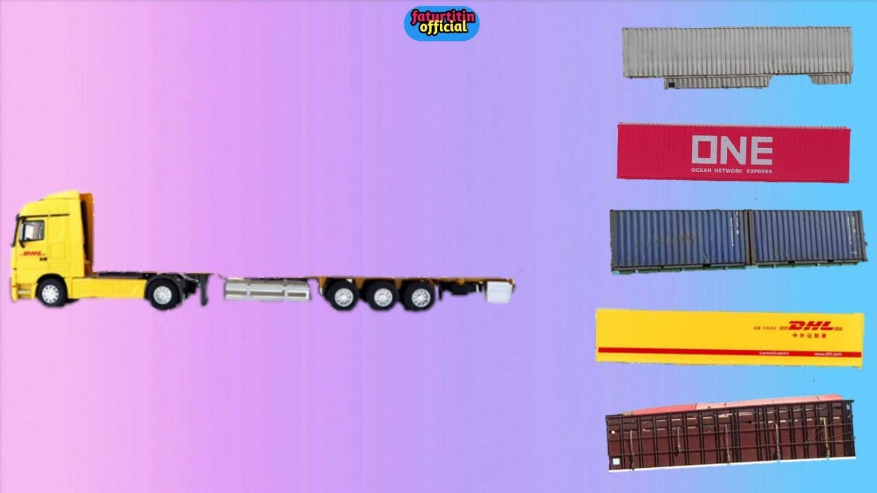 MENEBAK GAMBAR DENGAN BENAR!! CONTAINER KUNING DHL, TRUCK TRAILER ...