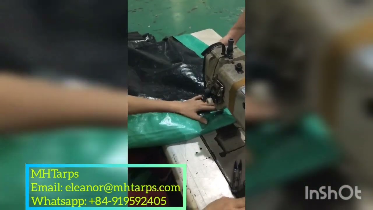 MHTarps - poly tarp cover drawstring by Korean factory in Vietnam - YouTube