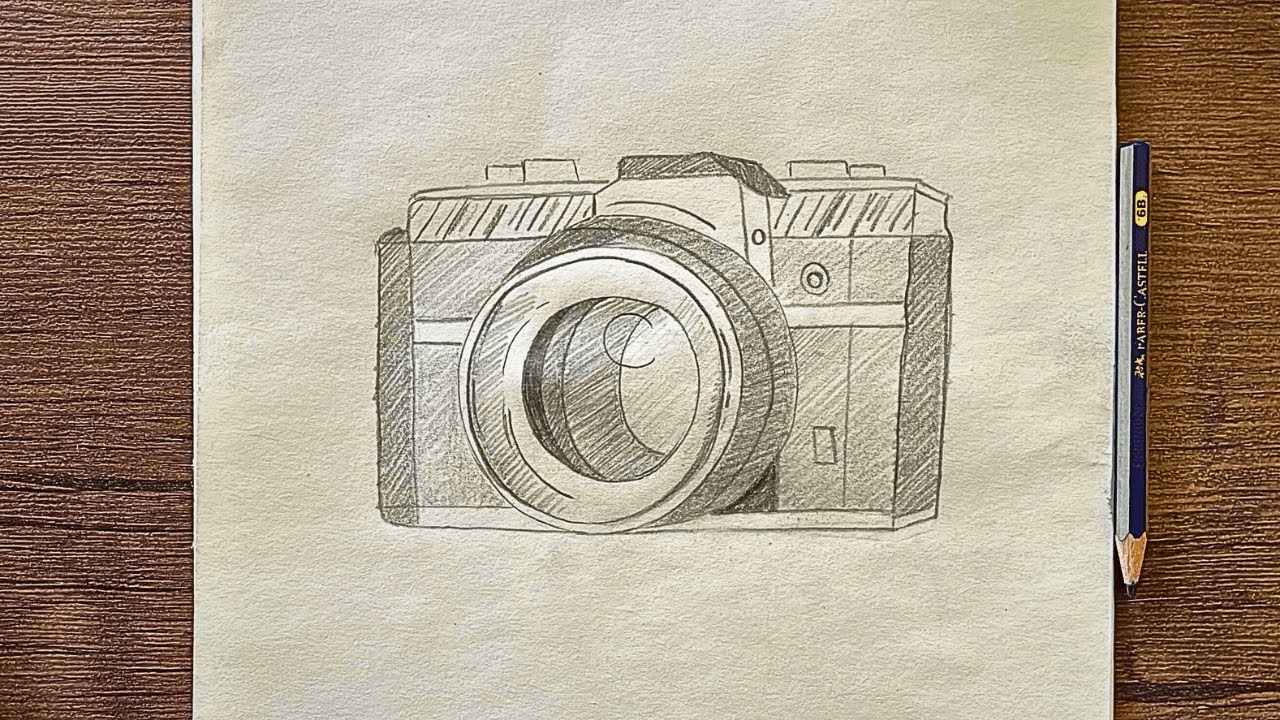 How to draw a Photo Camera Step by Step | Drawings Tutorials - YouTube
