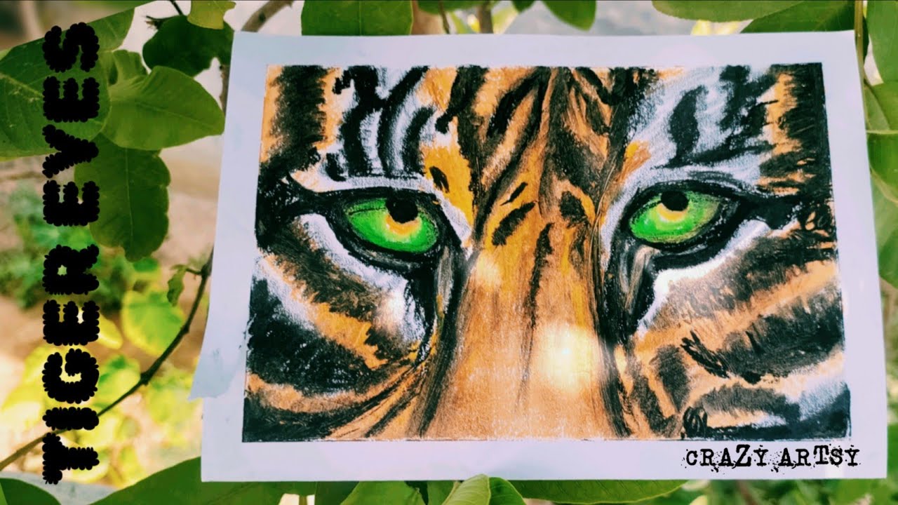 Tiger Eyes - Oil Pastel Drawing || Tutorial Video || CRAZY ARTSY - YouTube