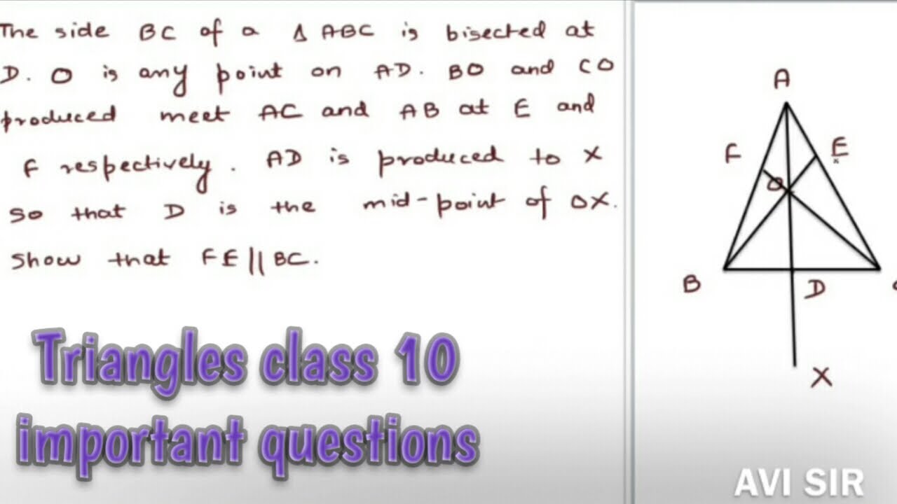 The side BC of a triangle ABC is bisected at D. O is any point on AD ...