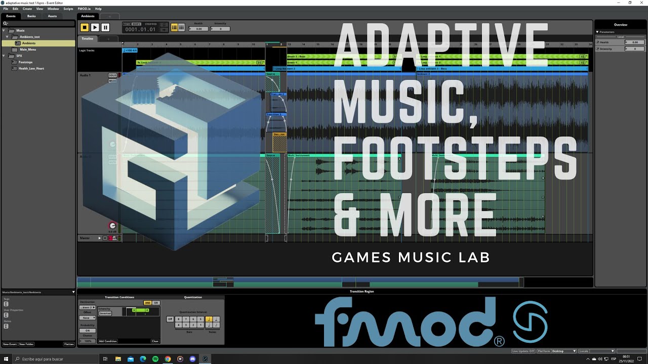 FMOD Studio Adaptive Music & More - Games Music Lab - YouTube
