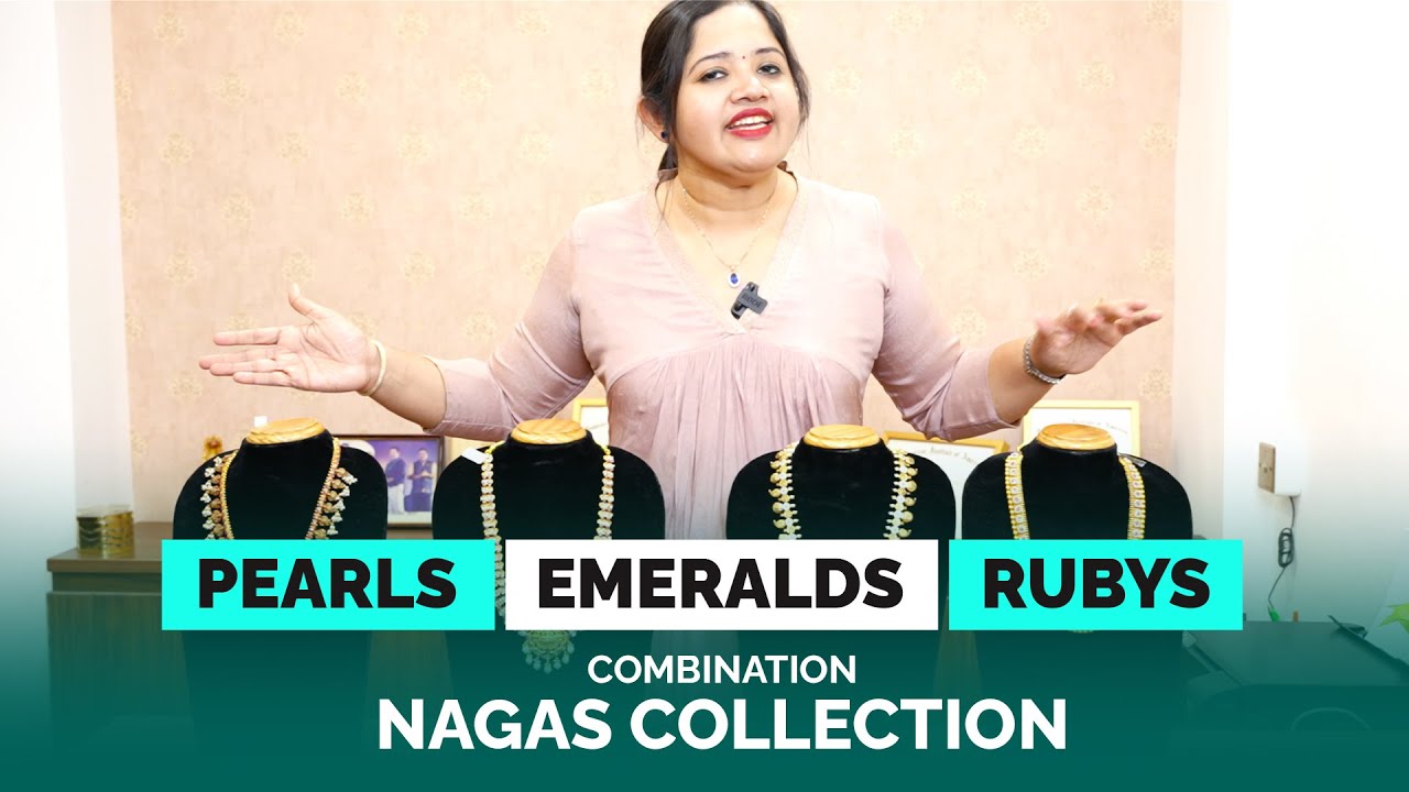 4 Stylish Pearls Emeralds Rubys Combination Nagas Necklace Collection | Dc Jewellers - YouTube