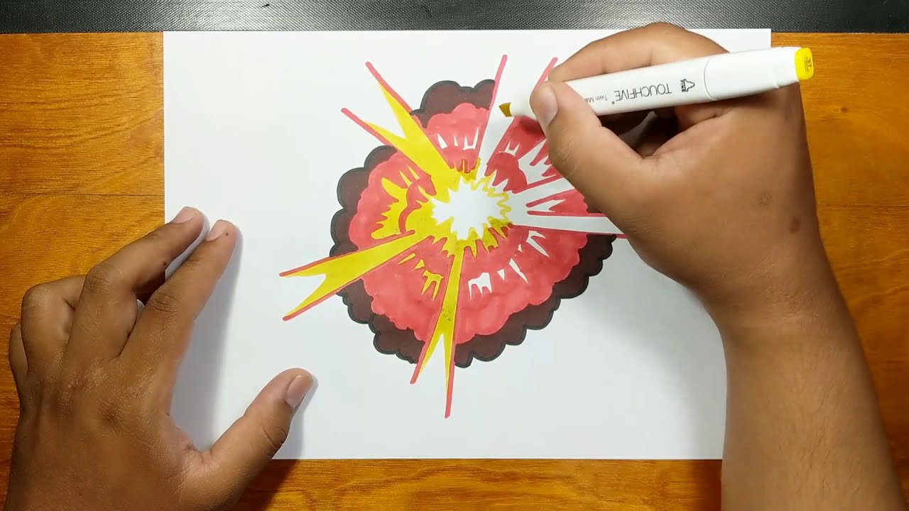 How to draw and coloring KABOOM Explosion Effect step by step - YouTube