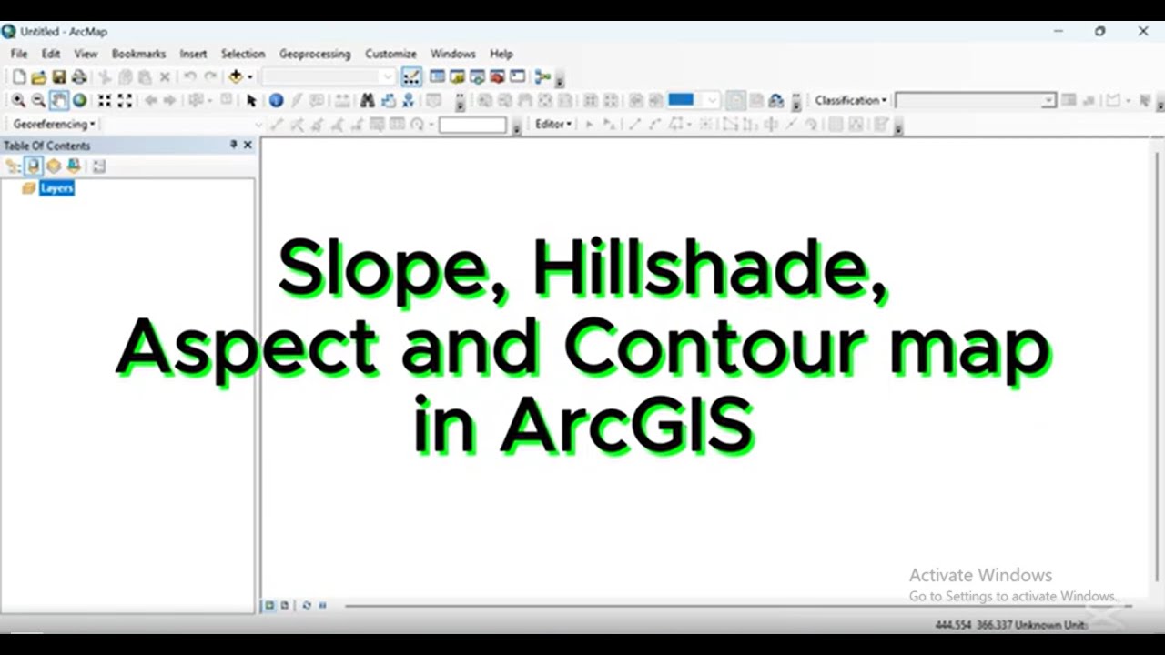 DEM derivatives (slope, aspect, hillshade, and contour maps) using ...