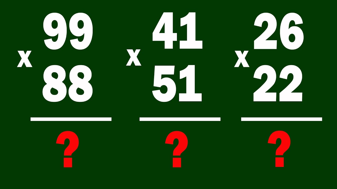 Mental Math Tricks (Math Wizard): 99x88, 44x51, 26x22 How to Multiply ...