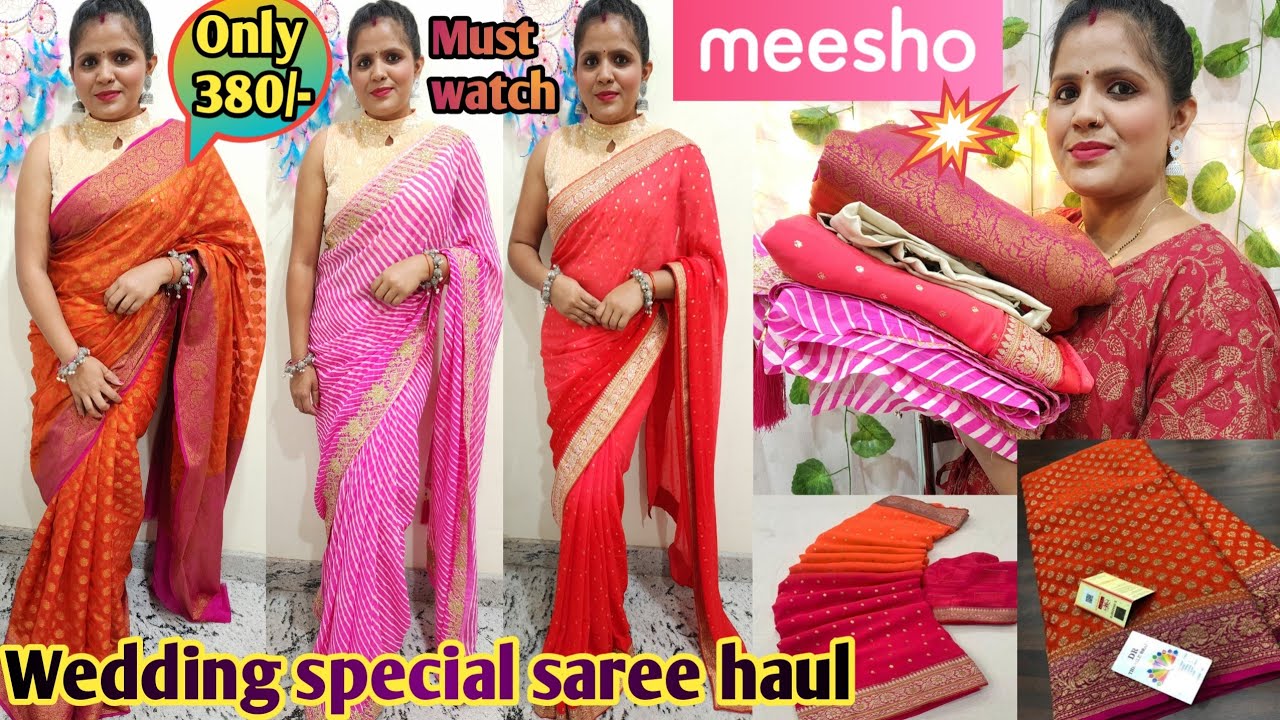 Meesho designer saree haul/meesho wedding saree haul/meesho stylish ...