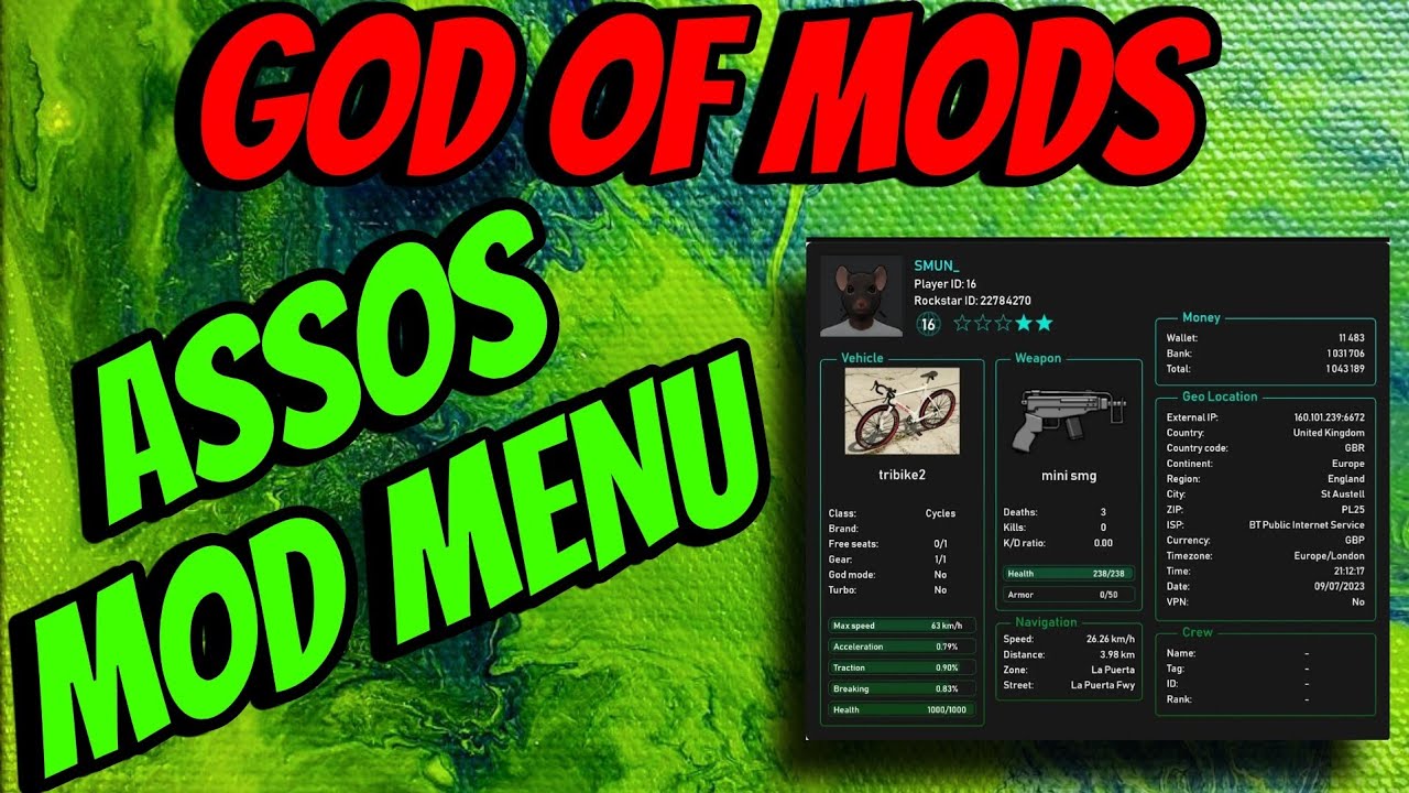 GOD OF MODS THE ASSOS MOD MENU SHOWCASE - YouTube