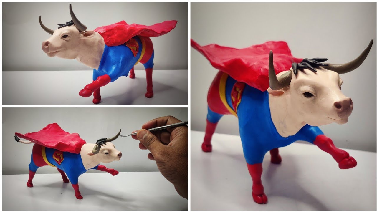 How to make a clay bull with new way very easy - YouTube