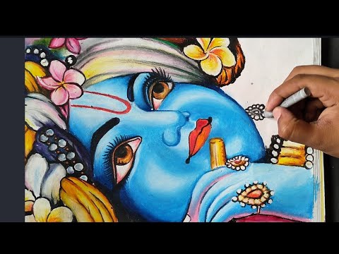 Lord Krishna drawing with pastel color || Easy Krishna drawing with ...