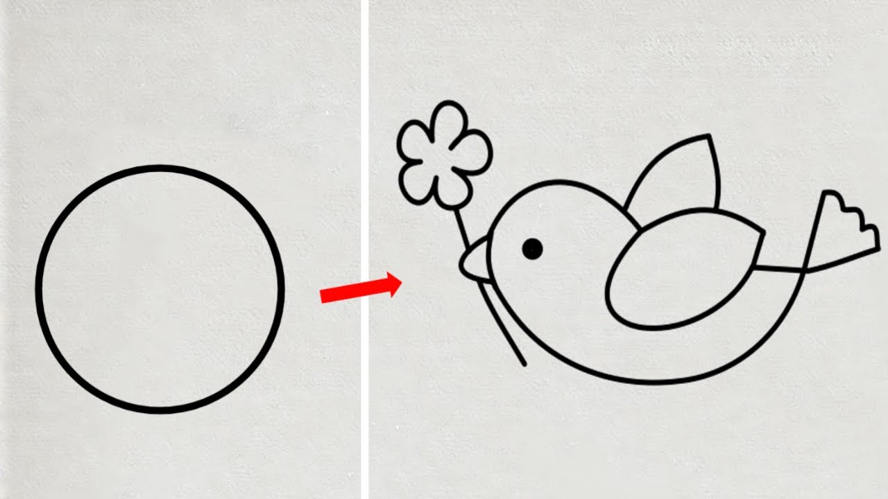How to draw Sparrow - turning circle into Sparrow ️ (Easy😊) - YouTube
