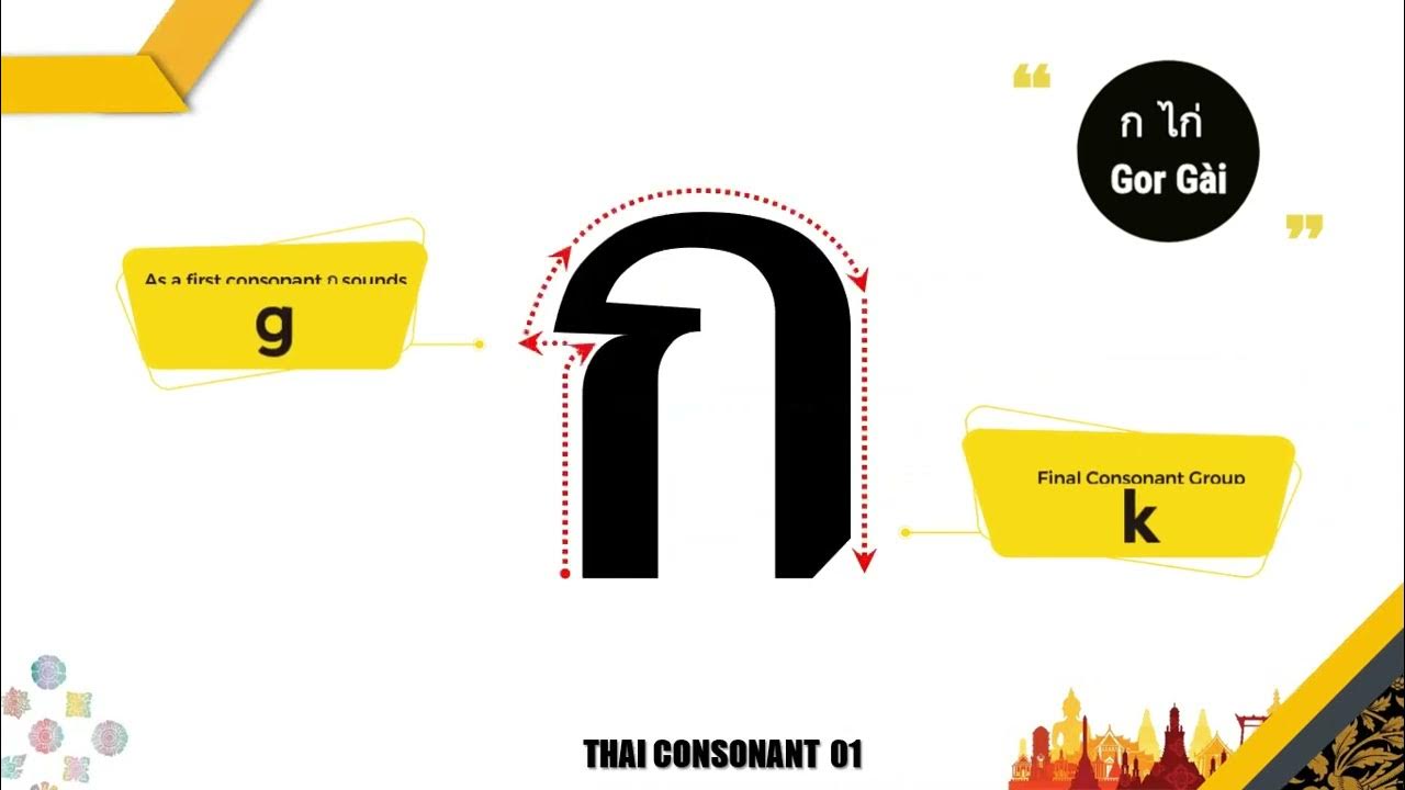 How to Write Thai Consonant letter ก ไก่ (Gor Gài) l Writing Thai ...