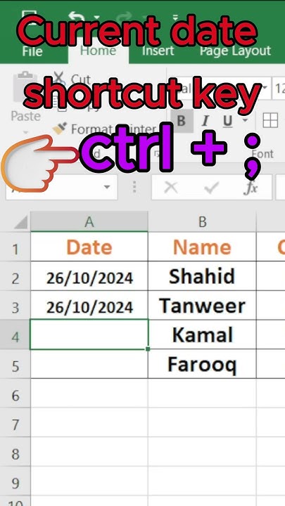 How To Get Current Date With Shortcut Key In Excel Microsoft Excel