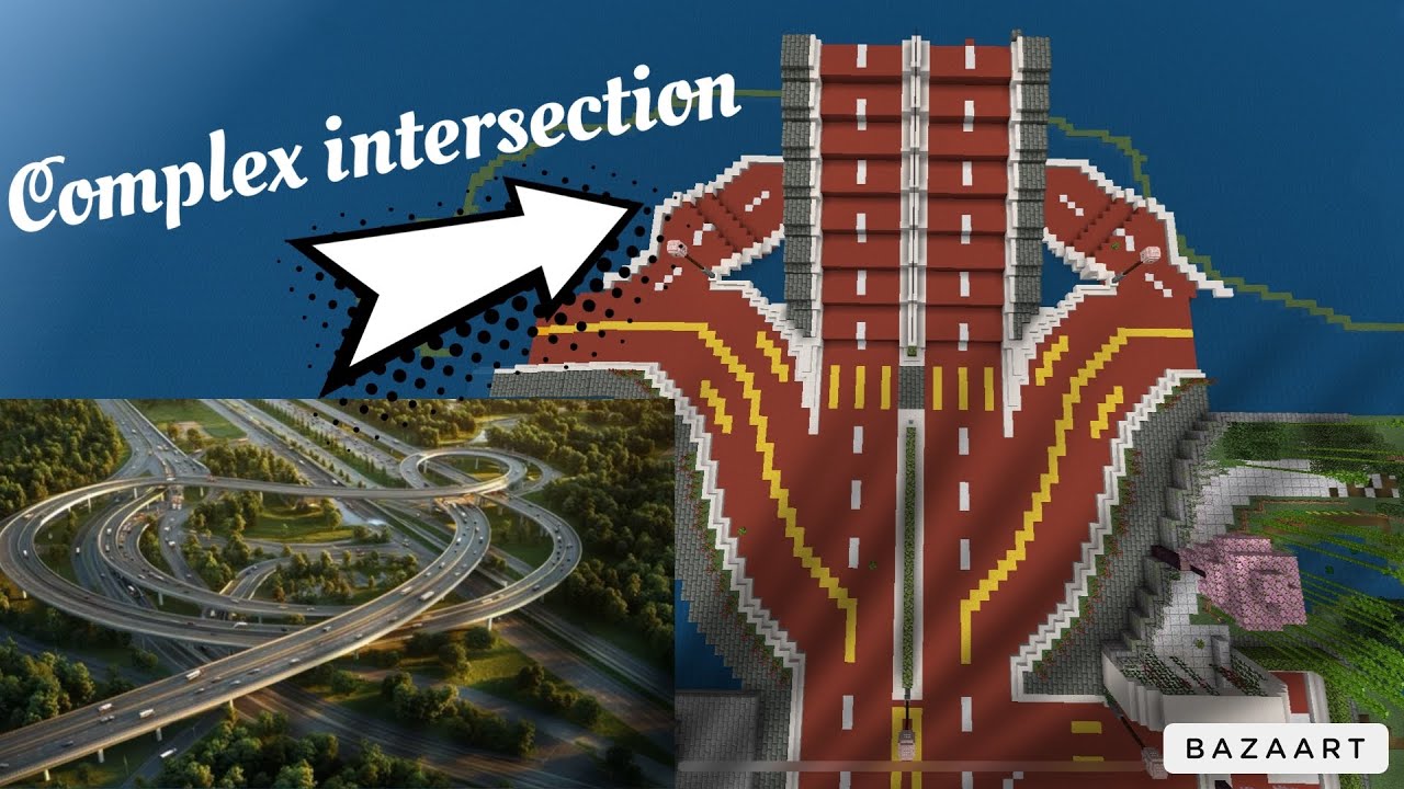Building a complex road intersection - Minecraft - YouTube