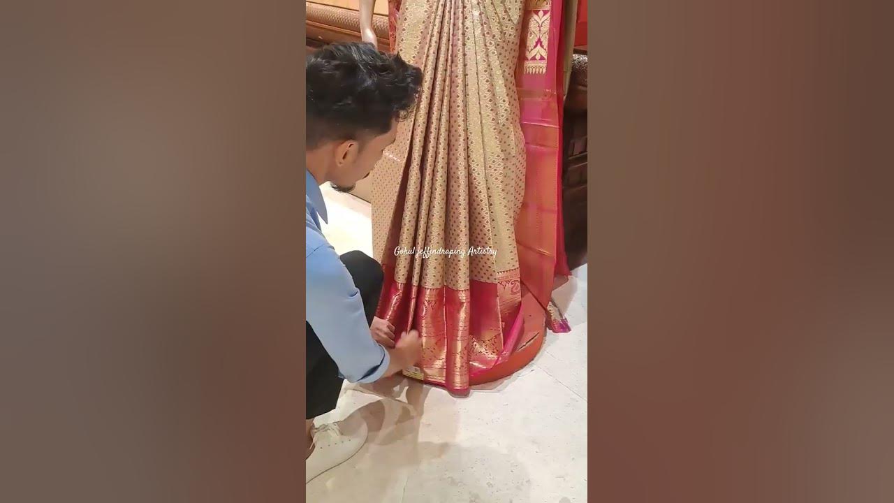 How to drape bridal saree in perfect shapeing and perfect figureing? #saree #draping #wedding ...