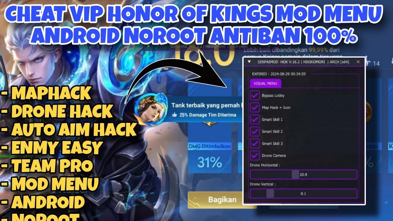 🔥 CHEAT HONOR OF KINGS MOD MENU ANTIBANNED WORK RANK NOROOT TERBARU ...