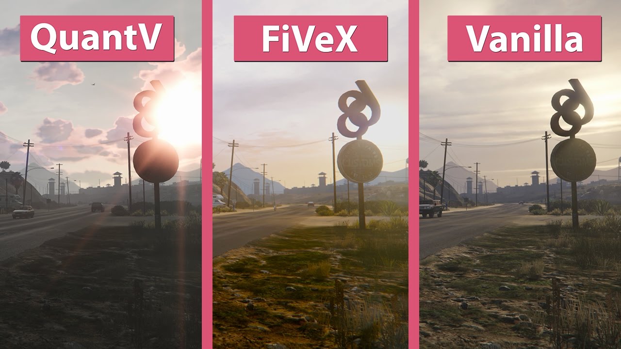 GTA 5 – QuantV vs. FiVeX 2.2 vs. Vanilla Graphics Mod Comparison - YouTube