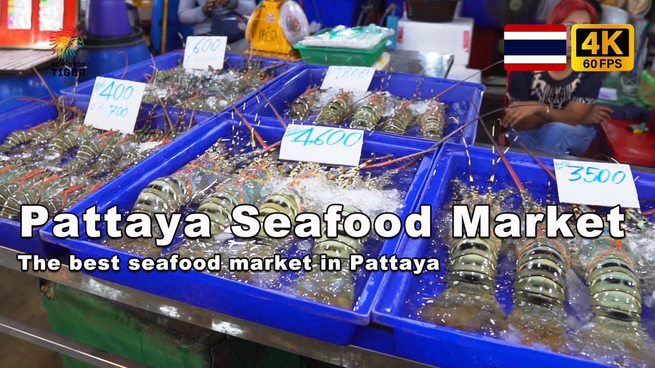 Pattaya seafood market Thailand pedestrian street view 4K HDR - YouTube