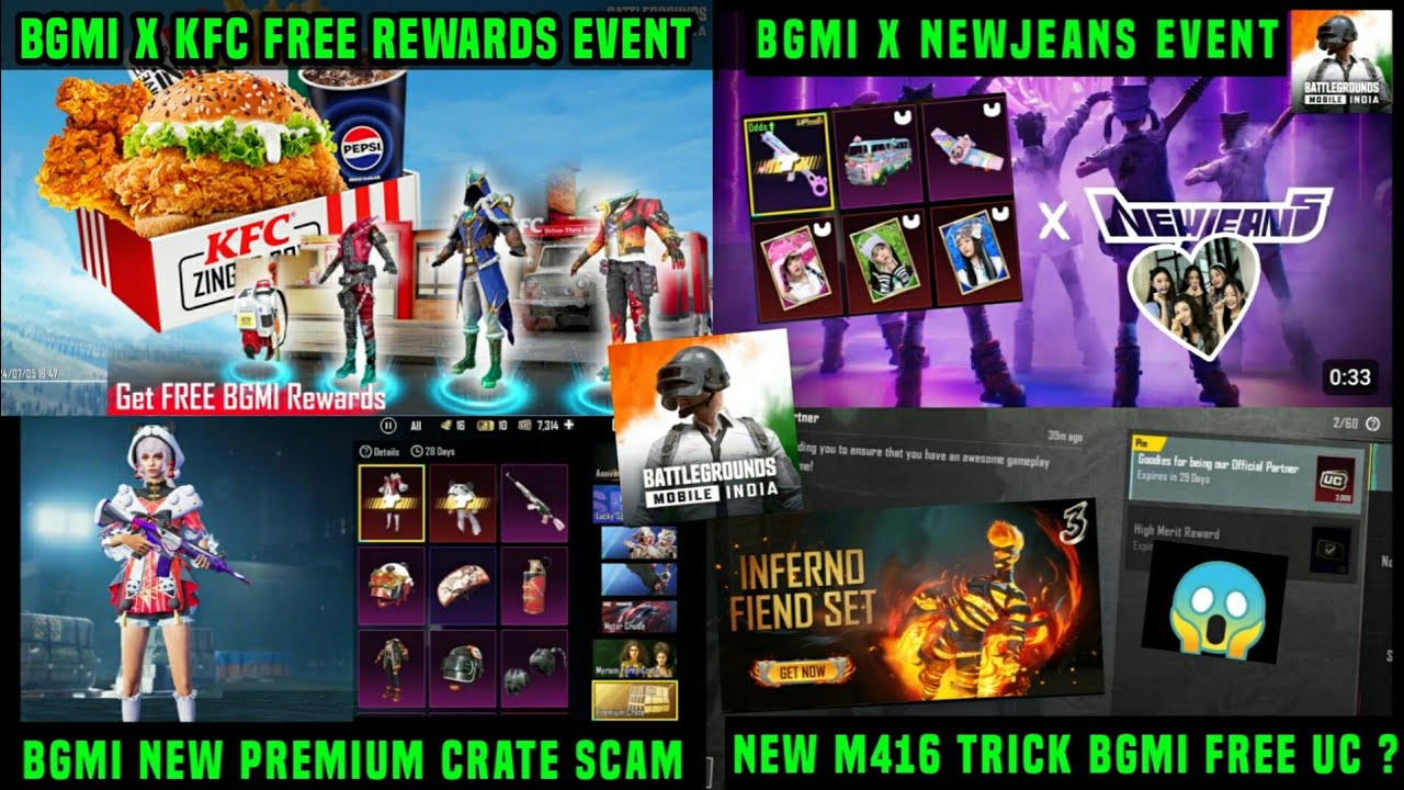 BGMI X KFC FREE REWARDS EVENT | NEW PREMIUM CRATE | BGMI X NEWJEANS ...