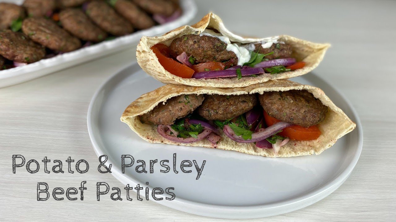 Potato & Parsley kofta patties served with onion sumac salad - YouTube