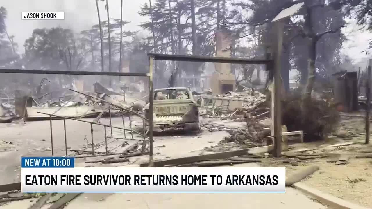 California fire survivor returns home to Arkansas - YouTube
