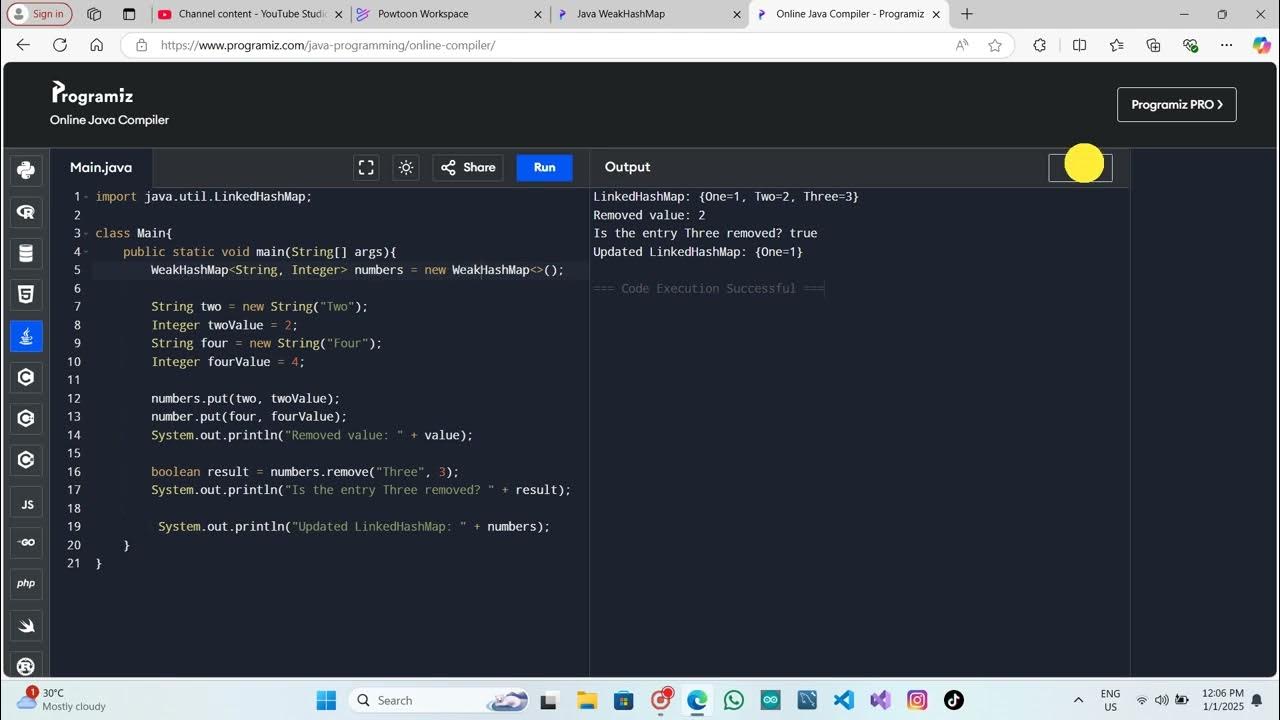 Java (Programming Language) Project 74: 'WeakHashMap' Created by Trishanth Kumar - YouTube