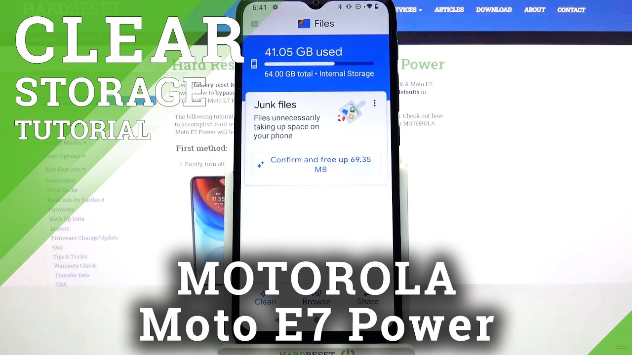 Clean Up Storage File / Delete Cache - MOTOROLA Moto E7 Power - YouTube