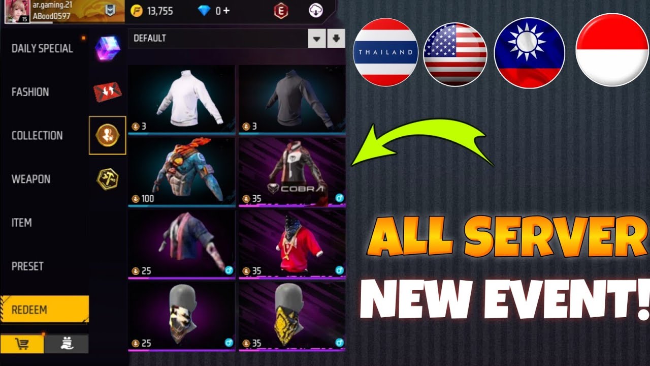FREE FIRE ALL SERVER NEW EVENT | FREE FIRE NEW UPDATE | FF BT SERVER ...