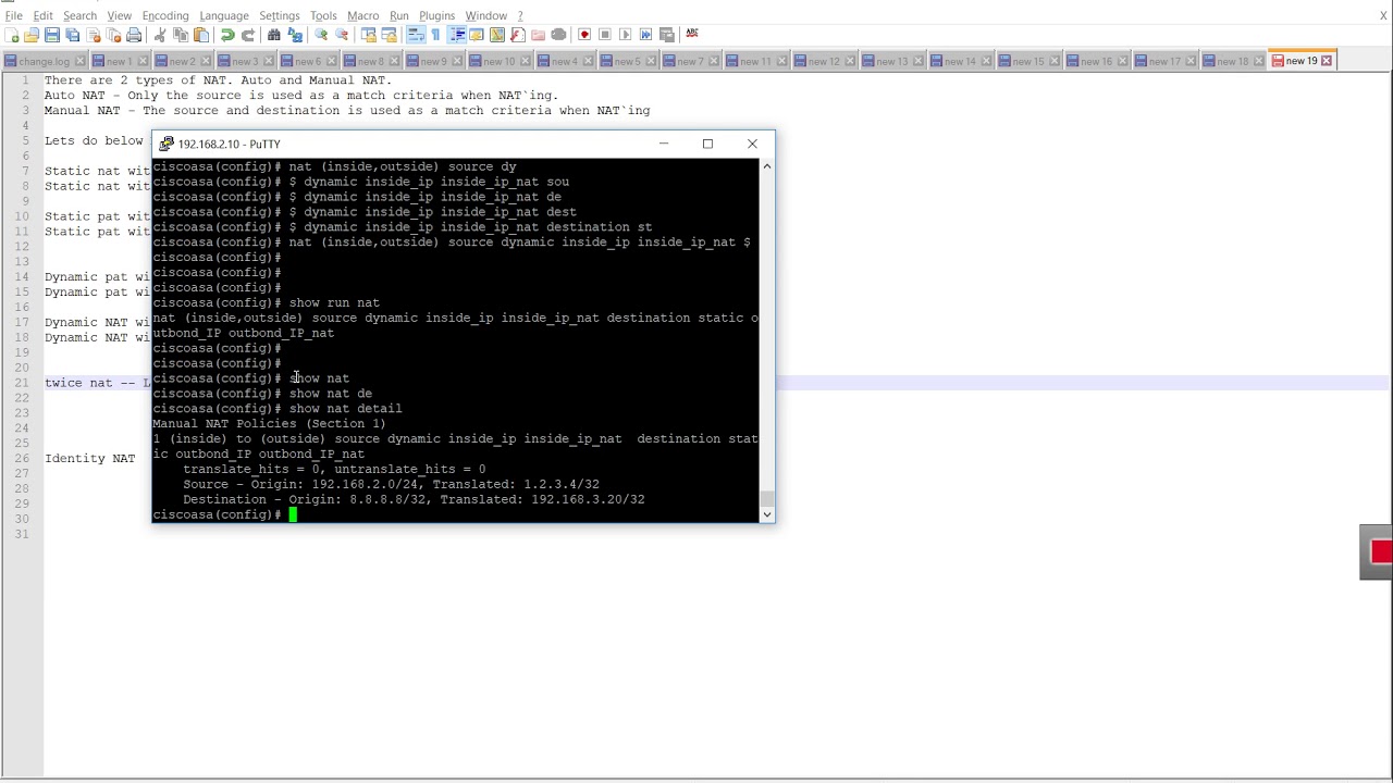 Configure NAT on ASA firewall #Static nat #Static PAT # Dynamic NAT # ...